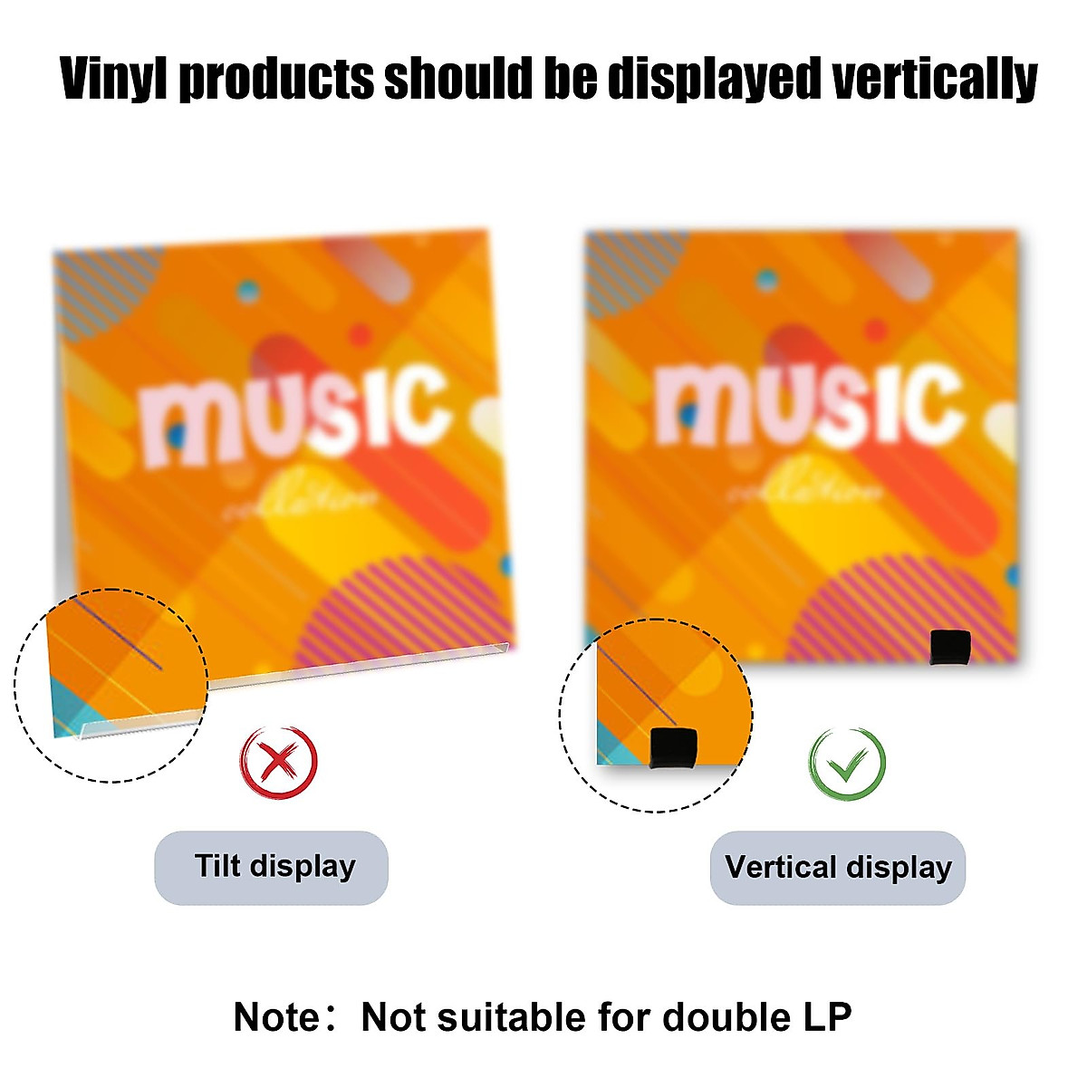 30pcs Vinyl Record Wall Mount Display Holder, 10 Sets Acrylic Vinyl Record Hanger Self Adhesive Vinyl Record Shelf Minimalist Album Racks Wall Display Stand for LP CD Display Card Collection(Black)