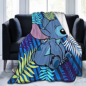 Genefy Stitch Flannel Blanket Soft Throw Luxury Warm Blanket Fits for Couch Sofa Bedroom Living Room 50''X40''