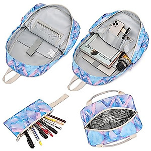 EZYCOK Teen Girls School Backpack Kids Bookbag Set with Lunch Bag Pencil Case Travel Laptop Backpack Casual Daypack