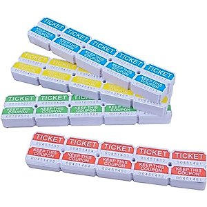 L LIKED 2,000 Assorted Double Raffle Tickets Roll (4 x 500 Tickets) 50/50 Stub Tickets for Events, Fairs, Roll with Consecutively Numbered