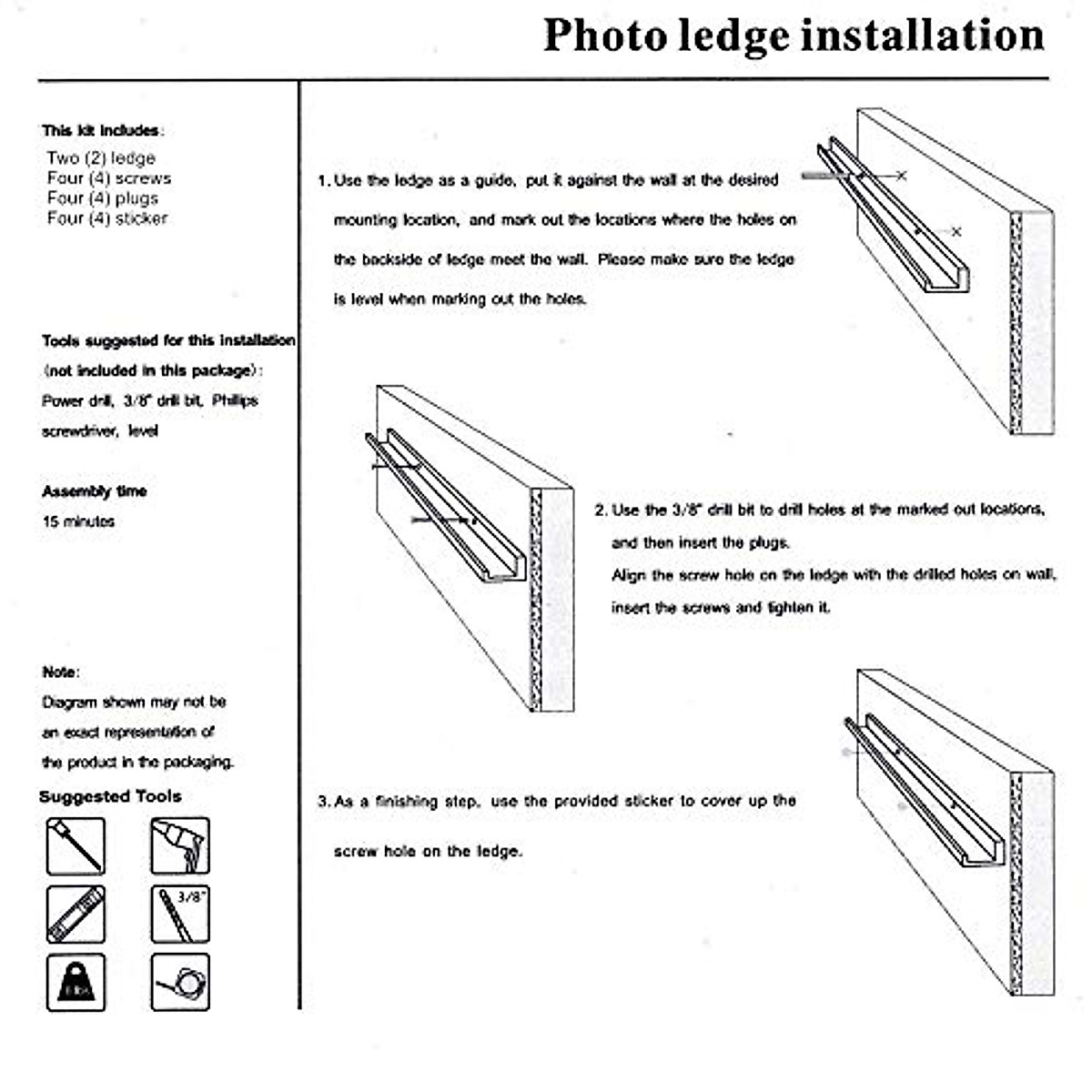 NBWOOD Viva Set of 2 Photo Ledge Picture Display Floating Wall Shelf, White(24-inch 36-inch) 222
