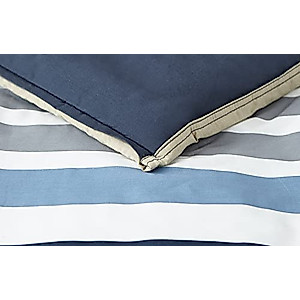 Nautica - Queen Comforter Set, Cotton Reversible Bedding with Matching Shams, Stylish Home Decor (Bradford Navy/Kahki, Queen)