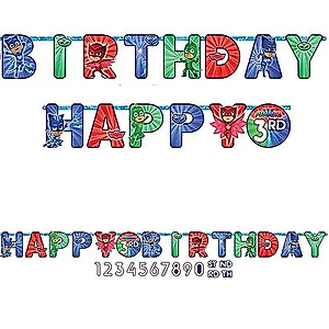 PJ Masks Jumbo Add-An-Age Paper Letter Banner - 10" x 10.2' (Pack Of 1) - Multicolor & Customizable Birthday Sign For Kids