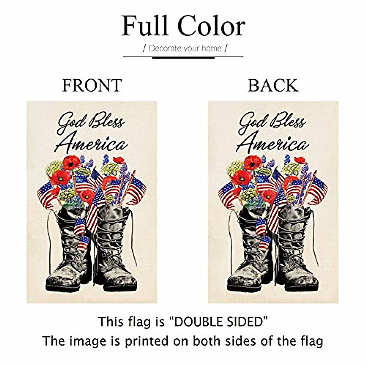 ORTIGIA Patriotic Memorial Day Garden Flag God Bless America 12x18 Inch Double Sided 4th of July America Flag Freedom Boots Garden flag Independence Day Outside Yard Party Outdoor Decoration