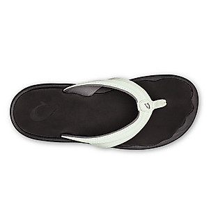 OLUKAI Ohana Women's Beach Sandals, Quick-Dry Flip-Flop Slides, Water Resistant, Wet Grip Soles & Compression Molded Footbed, White/Black, 8