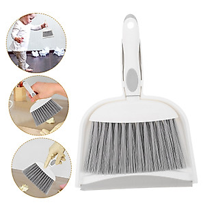 Mikinona 1 Set Mini Broom Dustpan Small Brush and Dustpan Desk Waste Broom Car Detailing Brush Small Broom Brush Car Vent Cleaner Car Interior Cleaning Brush Car Gaps Brush Car Broom Pp