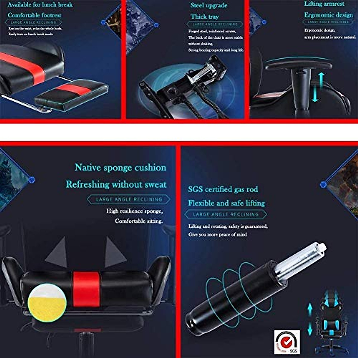 MayNuo Armchair Gaming Seats,E-Sports Game Computer Chair Home Office Swivel Chair Lift Chair Stool Chair/Red/a