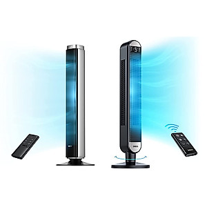 Dreo 42'' Pilot Pro Tower Fan with Remote, Black (DR-HTF005) & Tower Fan with Remote, 90° Oscillating Bladeless Fan, 42 Inch, Quiet with 6 Speeds, Large LED Display