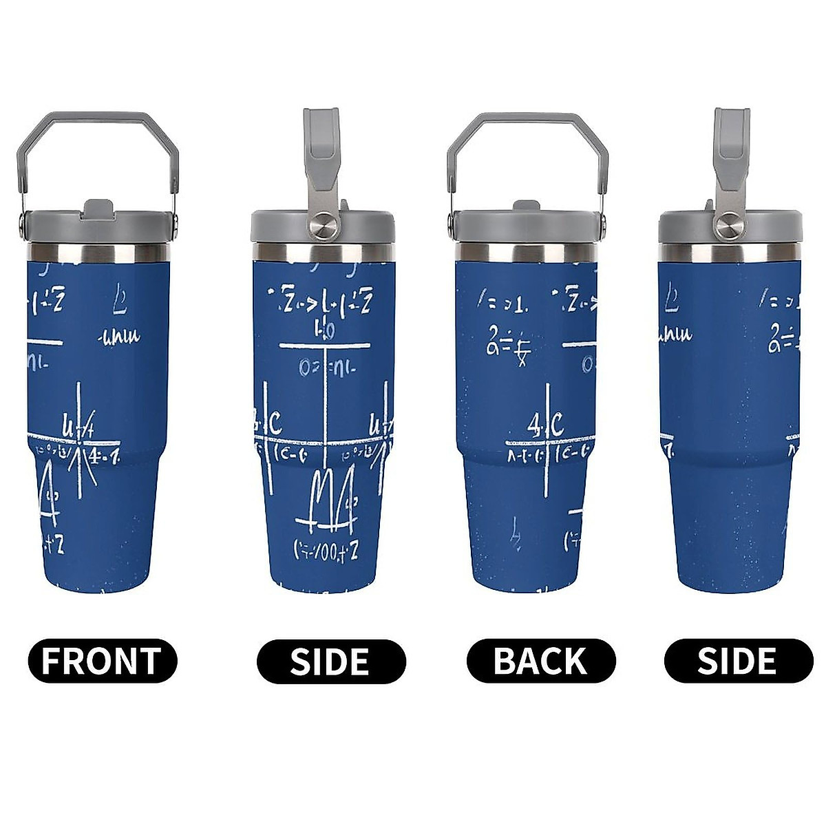 WITHSBKK 30oz Car Cup Math Formula Printed with Portable, Stainless Steel Travel Mug, Vacuum Insulated Tumbler And Straw, Leakproof for Car & Outdoor, UV Printed Design