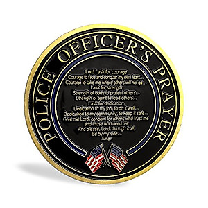 ASmileIndeep Police Officer Prayer Coin St. Michael Patron Saint Law Enforcement Military Challenge Coin