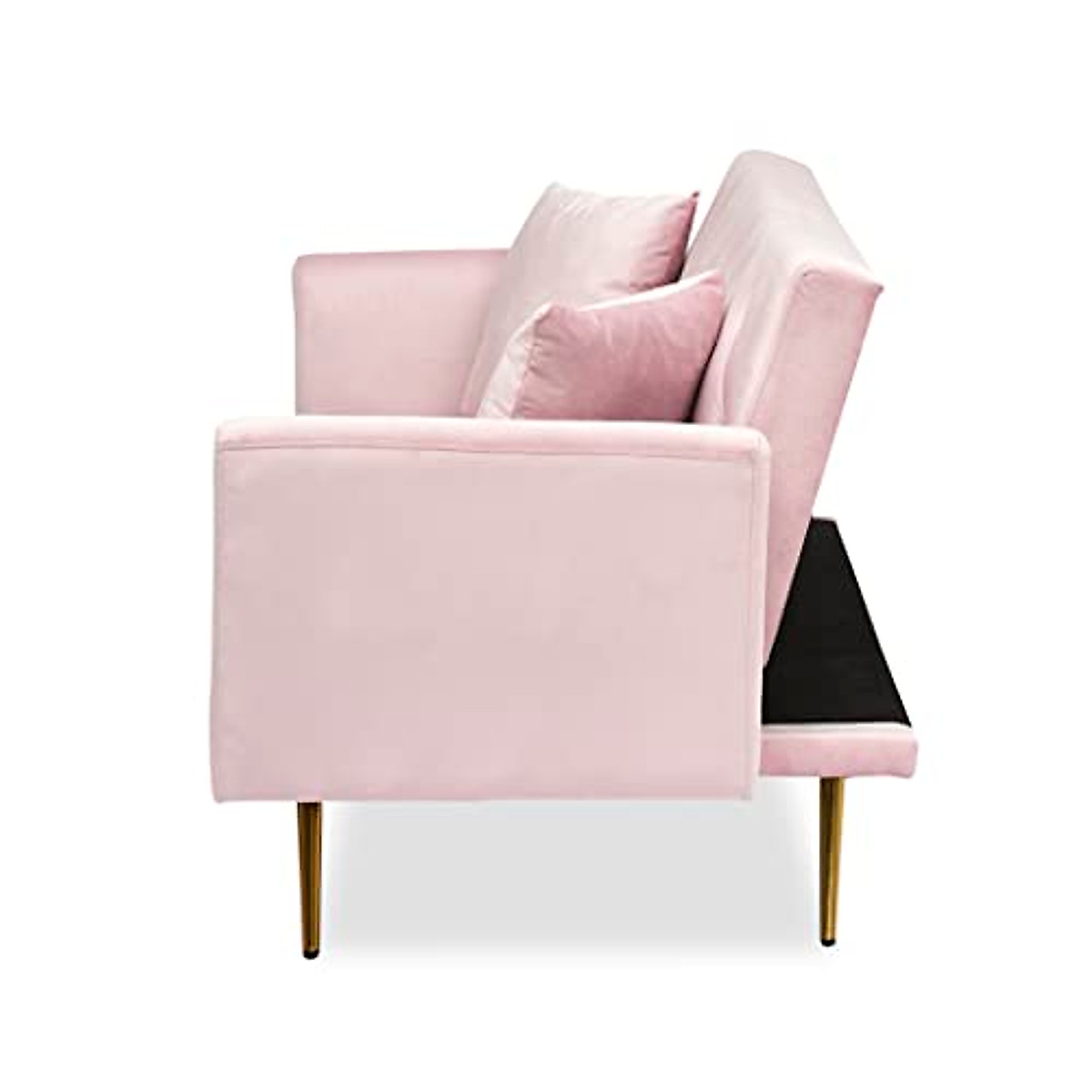 Tufted Upholstered Velvet Modern Futon Loveseat Sleeper Sofa Bed Convertible Couch Daybed,Folding Sofá Beds Recliner,Small Love Seat 2-Seat Couches with Toss Pillows&Metal Legs for Living Room