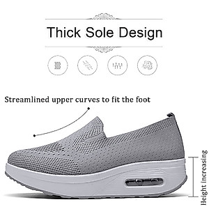 Bersauji Women's Orthopedic Sneakers, Mesh Up Stretch Platform Shoes for Walking, Black 8.5