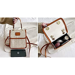 Women Straw Crossbody Bag Shoulder Bag Chic Hobo Tote Bag Mini Handbag Purse Cell Phone Bag Summer Beach