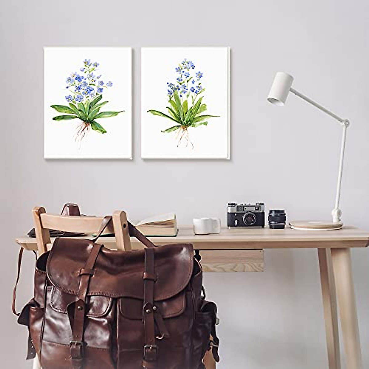 Stupell Industries Bluebird Garden Floral Bunch Spring Flower Bouquets, Designed by Sally Swatland Wall Plaque, 2pc, Each 13 x 19, Blue