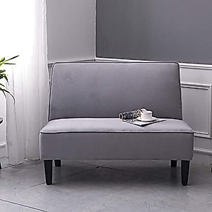 Changjie Furniture Small Loveseat Sofa Couch Upholstered Small Love seat Mini Sofa Couch for Bedroom Living Room (Light Gray)