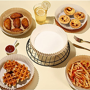 Air Fryer Disposable Paper Liner,Disposable Fryer Paper Pads, Non-Stick Air Fryer Lined Oil Resistant, Waterproof, Food Grade Baking Paper Baking Microwave Baking Paper 6.3" (50 Colors)