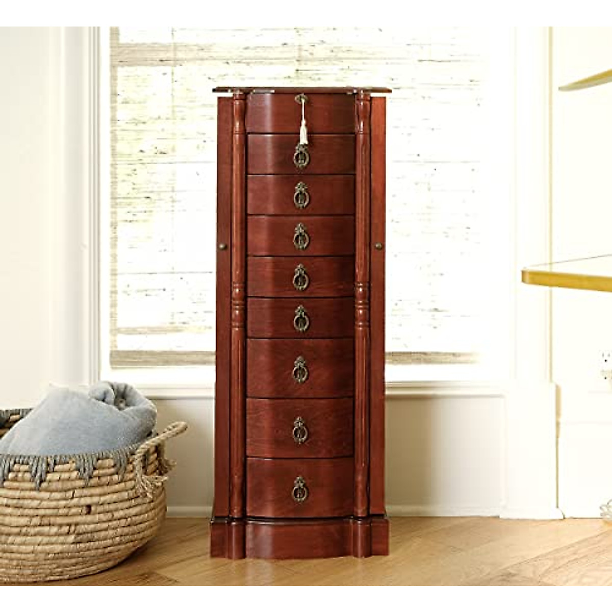Hives and Honey Francesca Standing Armoire Jewelry Cabinet, Antique Cherry