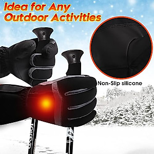 Rabbitroom USB Heated Gloves for Women Men Rechargeable Waterproof Cold Weather Arthrithis Gloves Touchscreen Thick Cotton Heated Gloves Design for Winter Gift Motorcycle Skiing Hunting WorkingCycling