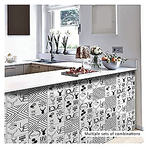 Tile Stickers Elk Black White Stick on Tiles Bathroom PVC Self Adhesive Wall Tiles Kitchen Stick on Wall Tiles Waterproof Peel and Stick Floor Tiles Self Adhesive Tiles for Walls (Size : 10x10x10 pcs