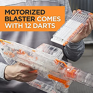 Nerf Modulus Ghost Ops Evader Motorized Blaster - Light-Up See-Through Blaster and Barrel Extension, Includes 12 Official Elite Darts (Amazon Exclusive)