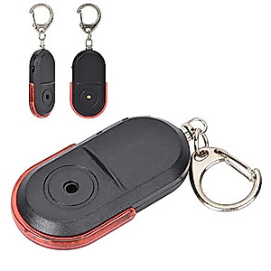 Whistle Key Finder, Wireless Anti Lost Alarm Key Finder Lost Sound LED Light with Battery Red Ey Keyring Locator Whistle (Red)