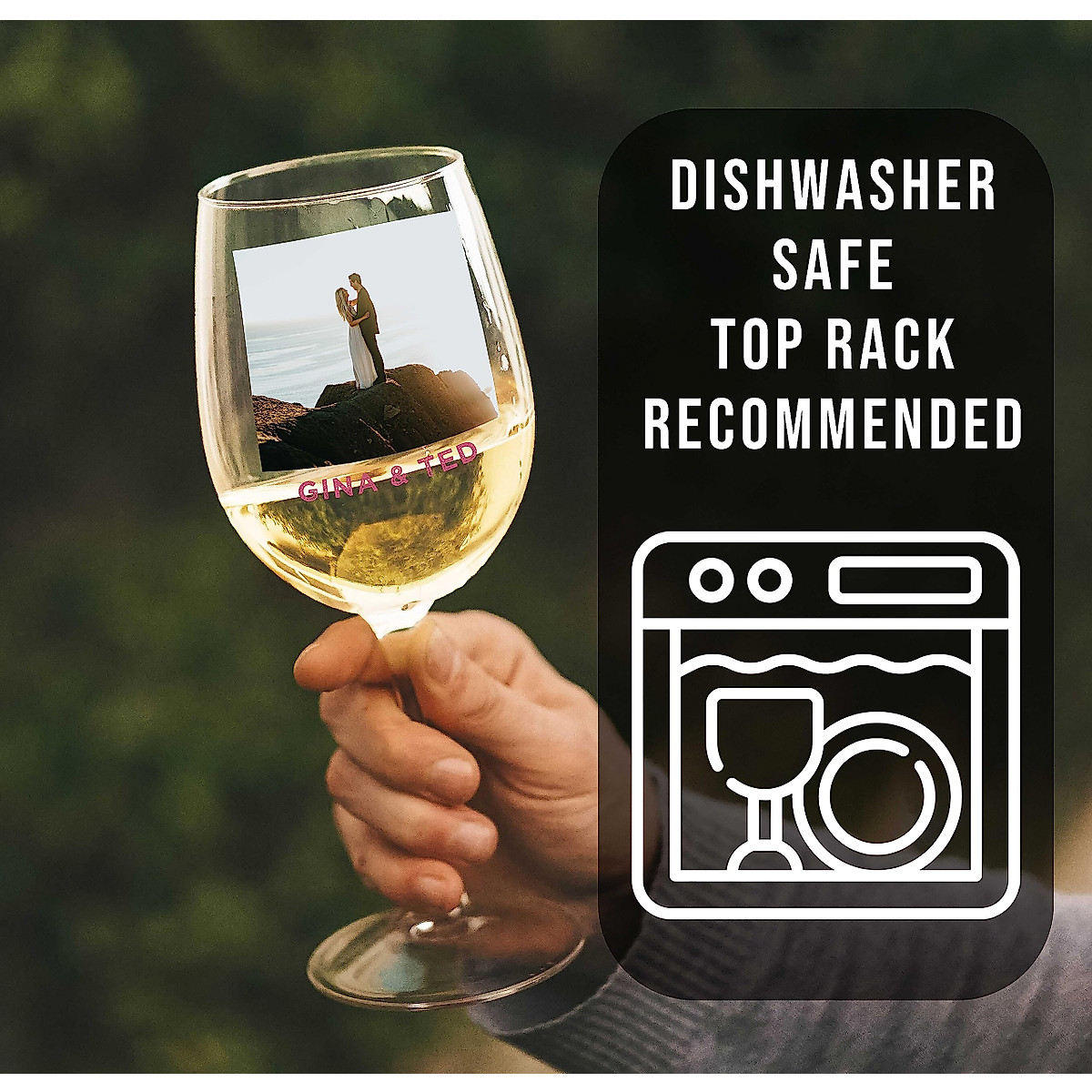 Personalized 16oz Printed Photo Picture Stemmed Wine Glass - Bride to Be Fiance Gifts - Engagement Engaged Bachelorette Gifts for Women Her – I Said Yes - Wedding Bridal Shower Future Mrs