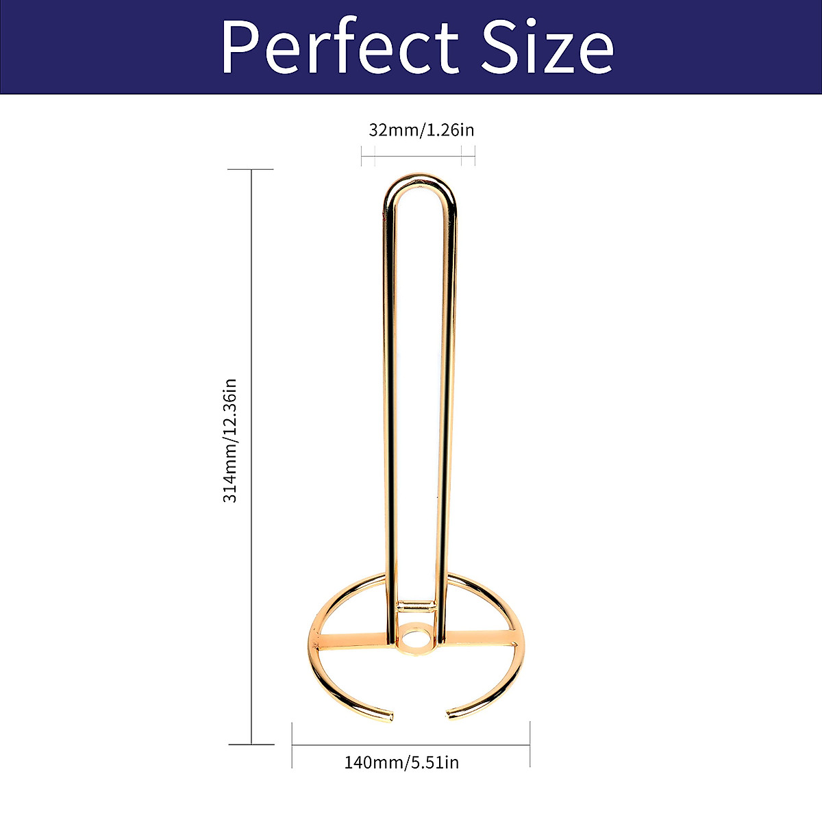 Winmien Simple Paper Towel Holder with Marble Base, Kitchen Standing Magnetic Paper Towel Roll Holder- for Bathroom Kitchen Countertop, Standard or Jumbo-Sized Roll Holder（Gold）