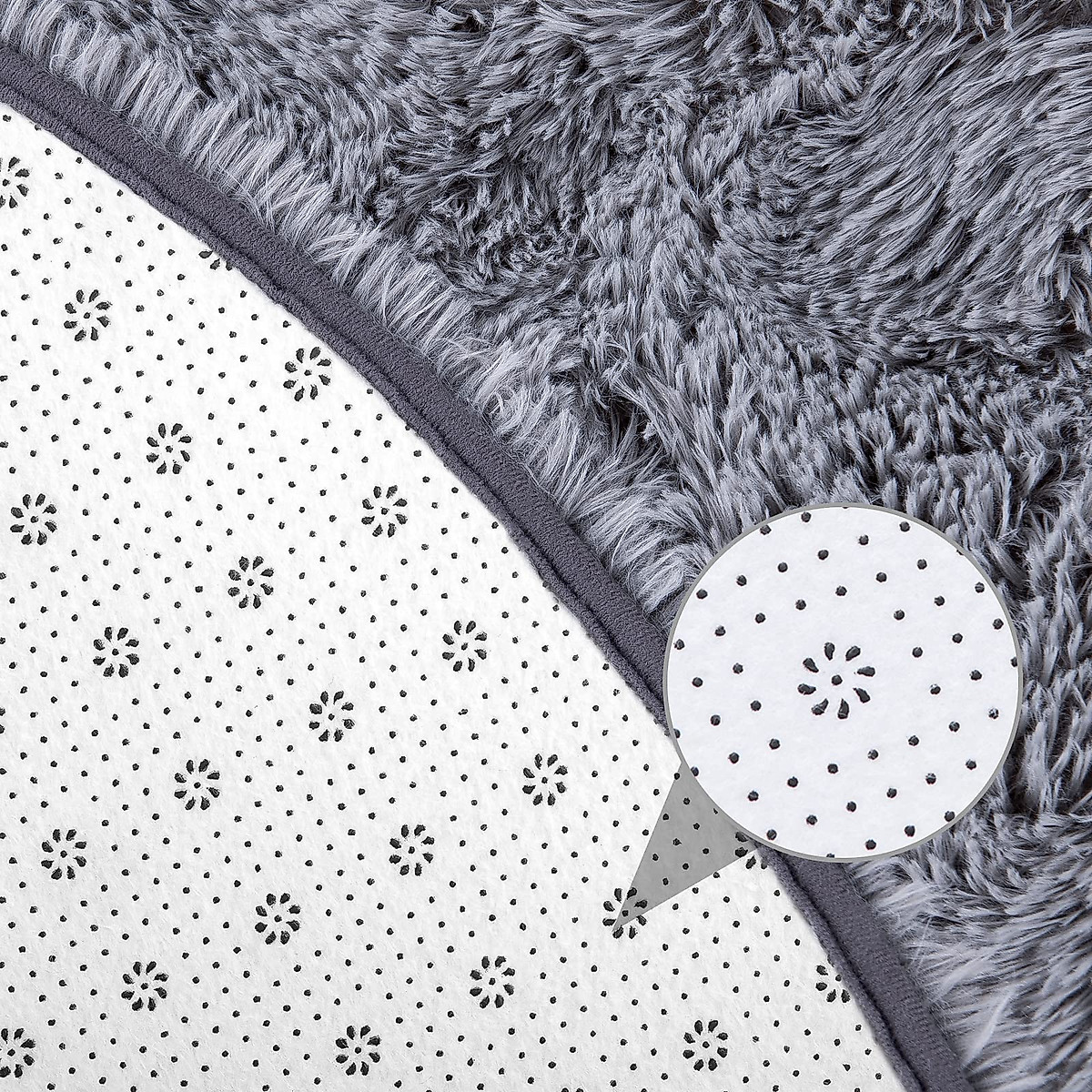 junovo Round Rug 4x4 Feet Fluffy Soft Area Rugs for Kids Girls Room Princess Castle Plush Shaggy Carpet Cute Circle Nursery Rug for Kids Girls Bedroom Baby Room Home Decor Circular Carpet, Grey