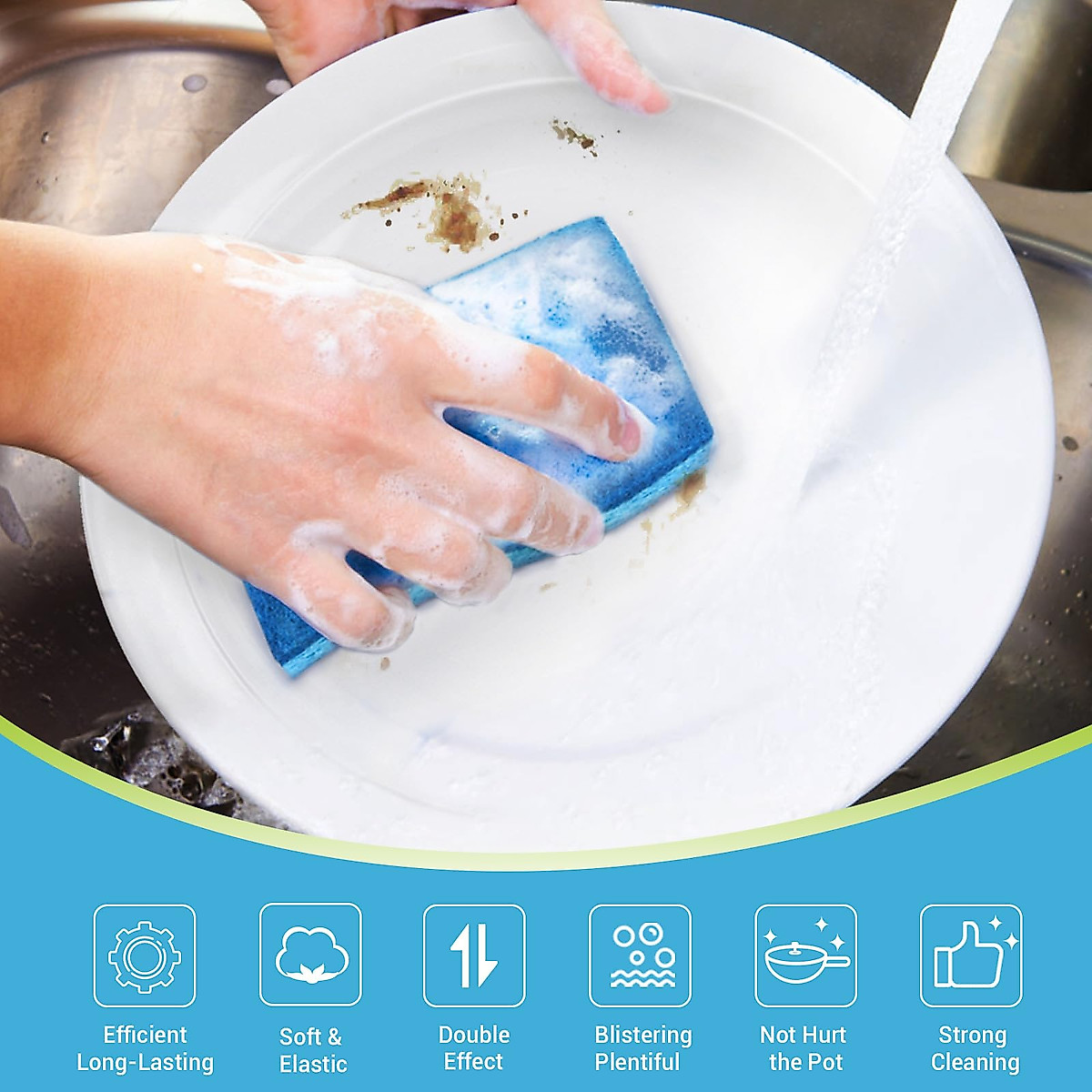 AIDEA-Brite Non-Scratch Scrub Sponge-24Count, Sponges for Dishes, Sponges Kitchen, Cleaning Sponge, Cleans Fast without Scratching, Stands Up to Stuck-on Grime, Cleaning Power for Everyday Jobs