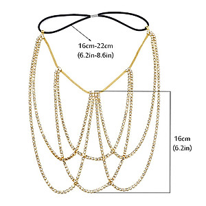 Dresbe Boho Rhinestones Leg Chain Layered Body Chains Ballerina Thigh Chain Party Bikini Body Jewelry Accessories for Women and Girls (Gold)