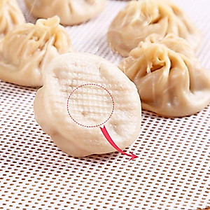 Stohua 5 pcs Non Stick Silicone Steamer Liners Mesh Mat Round Pad for Bamboo Steamer, Reusable,Flexible-11" Diameter