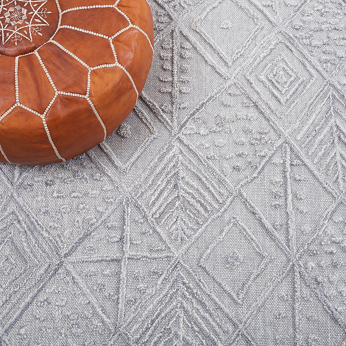 SAFAVIEH Textural Collection Area Rug - 8' x 10', Grey, Handmade Wool, Ideal for High Traffic Areas in Living Room, Bedroom (TXT202F)