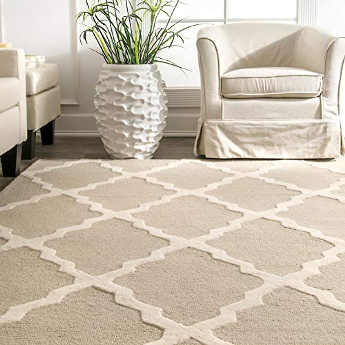 nuLOOM Hand Hooked Marrakech Trellis Area Rug, 2' x 3', Tan