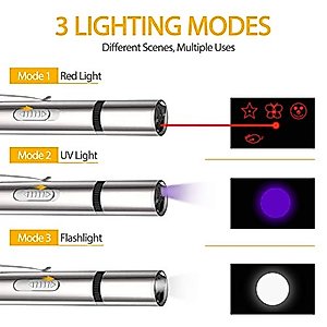 Cat Toys for Indoor Cats, Laser Pointer Interactive Cat Toy, Red Light Lazer Pointer, Multi-Mode USB Rechargeable Pet Dogs Kitten Toy, Long Range Teaching/Presentation Pen