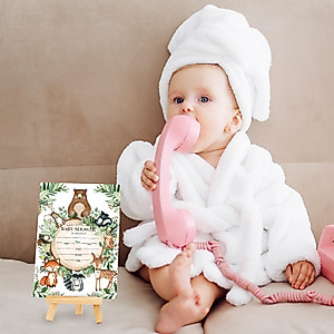 Whaline 25 Sets Woodland Baby Shower Party Invitations with Envelope Stickers Watercolor Forest Animal Greenery Invitation Cards Blank Invites for Baby Shower Birthday Party Supplies, 5 x 7 Inch