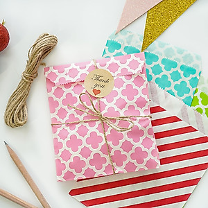 KIYOOMY 100 Pcs Gold Candy Buffet Bags Small Polka Dot Paper Treat Bags (Bright Gold, 5 inch X 7 inch)