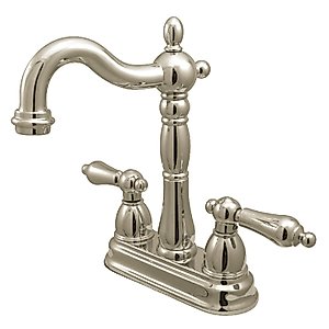 Kingston Brass KB1496AL Heritage Bar Faucet, 4-3/4 inch in Spout Reach, Polished Nickel