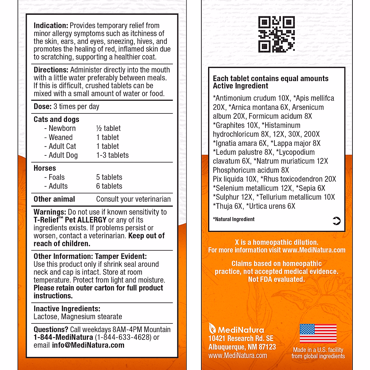 T-Relief Pet Allergy Support for Dogs & Cats Itchy Relief Supports Healthy Skin & Coat Natural Medicine Helps Soothe Hot Spot Itching Paws Licking Runny Nose Sneezing Watery Eyes - 90 Tablets