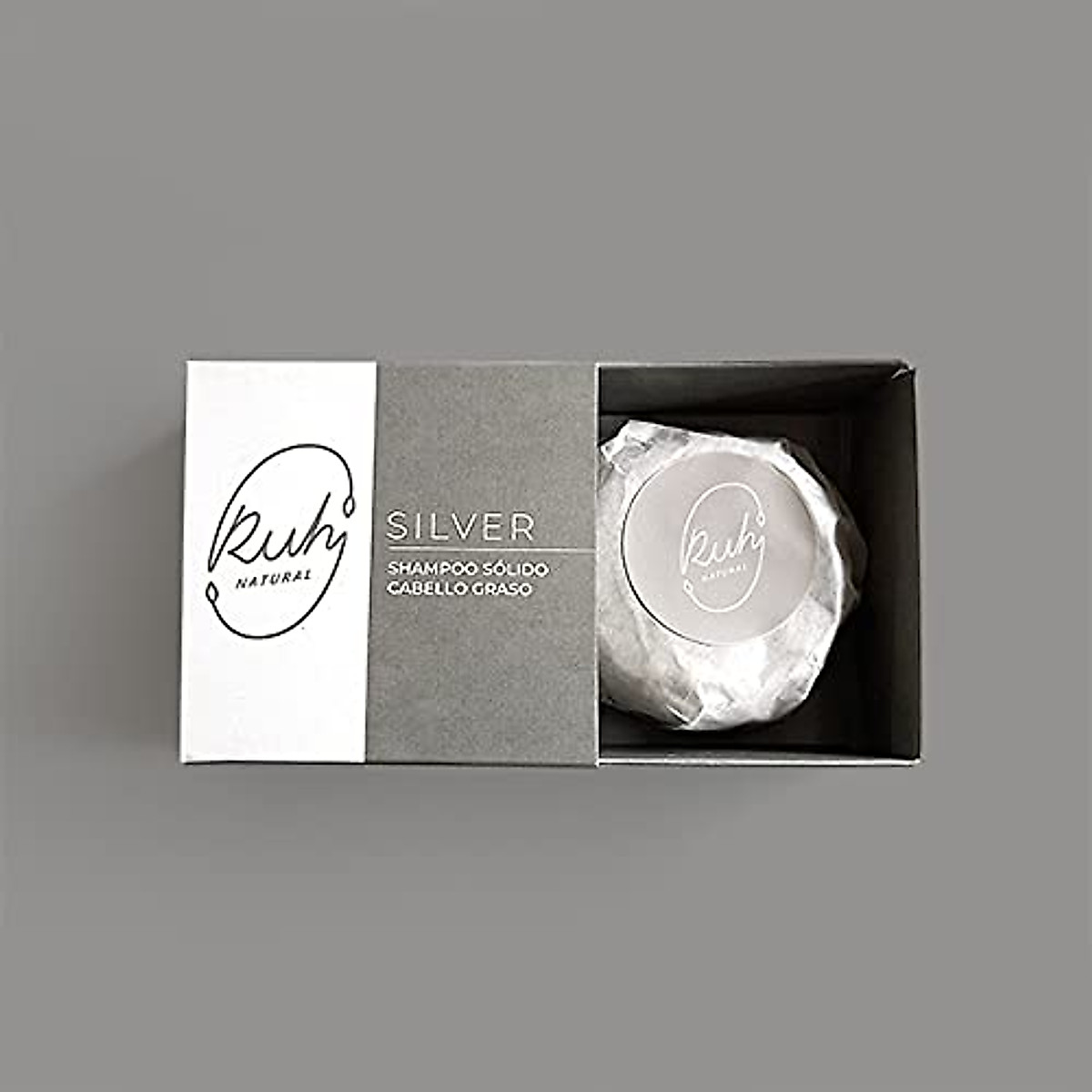 Ruh Natural Shampoo Bar for Oily Hair, Handmade Sulfate Free Shampoo Bars with Bentonite Clay and Gardenia Sent, Vegan and Zero-Waste Eco-Friendly, Silver (1ct)