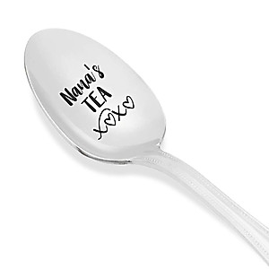 Gift to Nana with Lots of XOXO's | Mother's Day Gift | Christmas Easter Newyear Day Gifts | Grandson Grandaughter Gift | Birthday Gift to Tea Lover Nana | Thanks Giving Cereal Icecream Spoon - 7 Inch