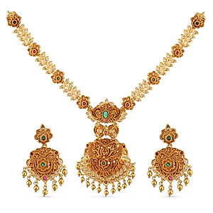 TARINIKA Dual Tone Arina Nakshatra CZ Short Necklace Set with Peacock Design - Indian Jewelry Sets for Women | Perfect for Ethnic Occasions | Traditional south Indian necklace | 1 Year Warranty*