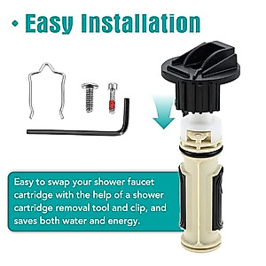 Yetaha 1222 Replacement Cartridge with 104421 Cartridge Puller Removal Tool, Retainer Clip, and 116653 Handle Adapter Kit, Compatible with Moen Tub Shower & Moen Faucet Bathtub Shower Valve Parts
