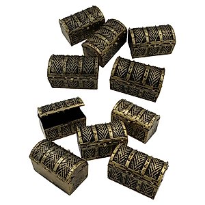 ZODIFEVI Pirate Treasure Chests, Mini Vintage Pirate Jewelery Box, Games Toys Set for Children Play Favor Party Supplies Decor Store Gold Coin Gem, Halloween Decorations (Pirate Treasure Chests)