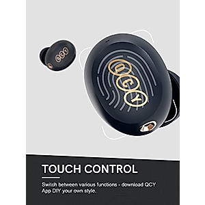 QCY HT01C Hybrid Active Noise Cancelling Wireless Earbuds, in-Ear Detection Headphones, IPX6 Waterproof Bluetooth 5.1 Stereo Earphones, Light-Weight, Immersive Sound Premium Deep Bass Headset