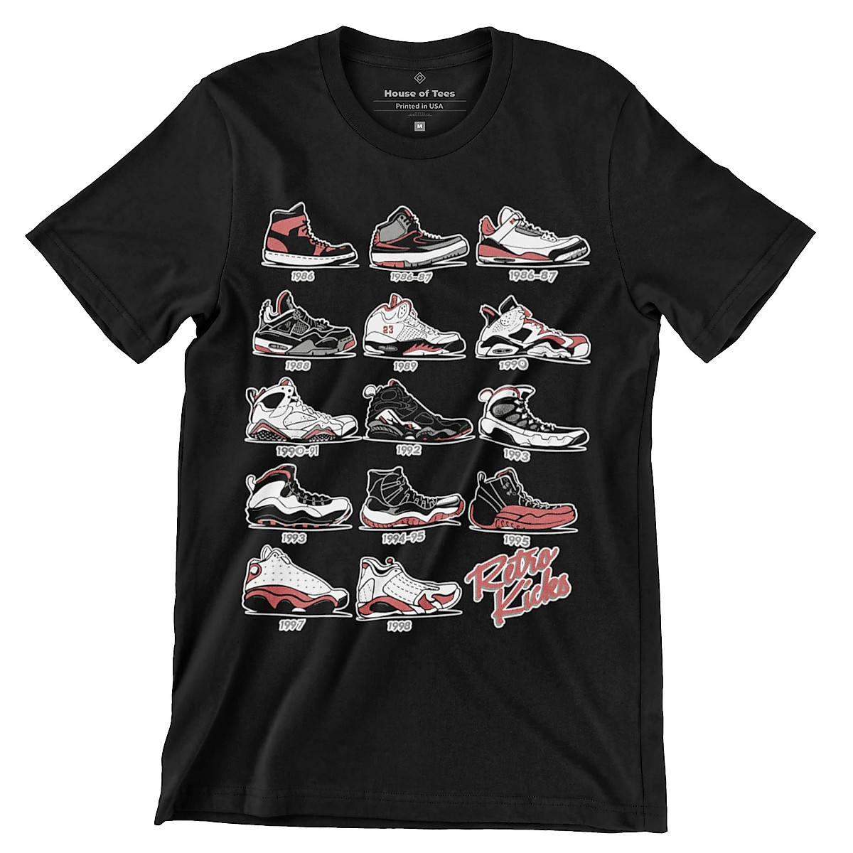 Jordan Retro Sneakers Image T Shirt to Match Jordans, Tee to Match Jordan 1 2 3 4 5 6 11 12 13 Gift for Jordan Black