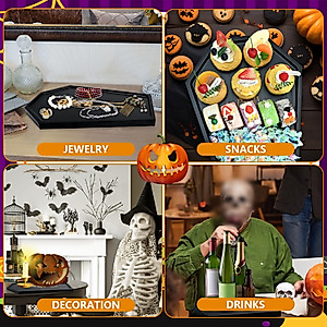 Halloween Coffin Charcuterie Board 15.8'' Tall Goth Coffin Serving Dishes Wood Horror Skeleton Serving Platters Funny Casket Ouija Cheese Appetizers Board for Halloween Food Tray Party Plates Decor