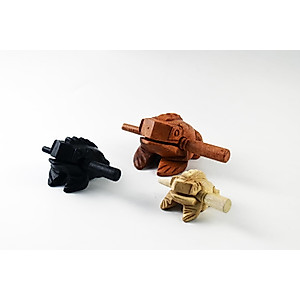 Guiros Percussion Instruments Wooden Frog 3 Piece Set of 4 Inch, 3 Inch, 2.75 Inch, Wooden Frog Musical Instrument (Brown/Black/Natural Color)