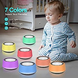 White Noise Machine, Sleep Sound Machine with 30 Soothing Sounds, 7 Color Baby Night Lights, Full Touch Control, Timer and Memory Features, Plug in, Sound Machine for Baby, Adults