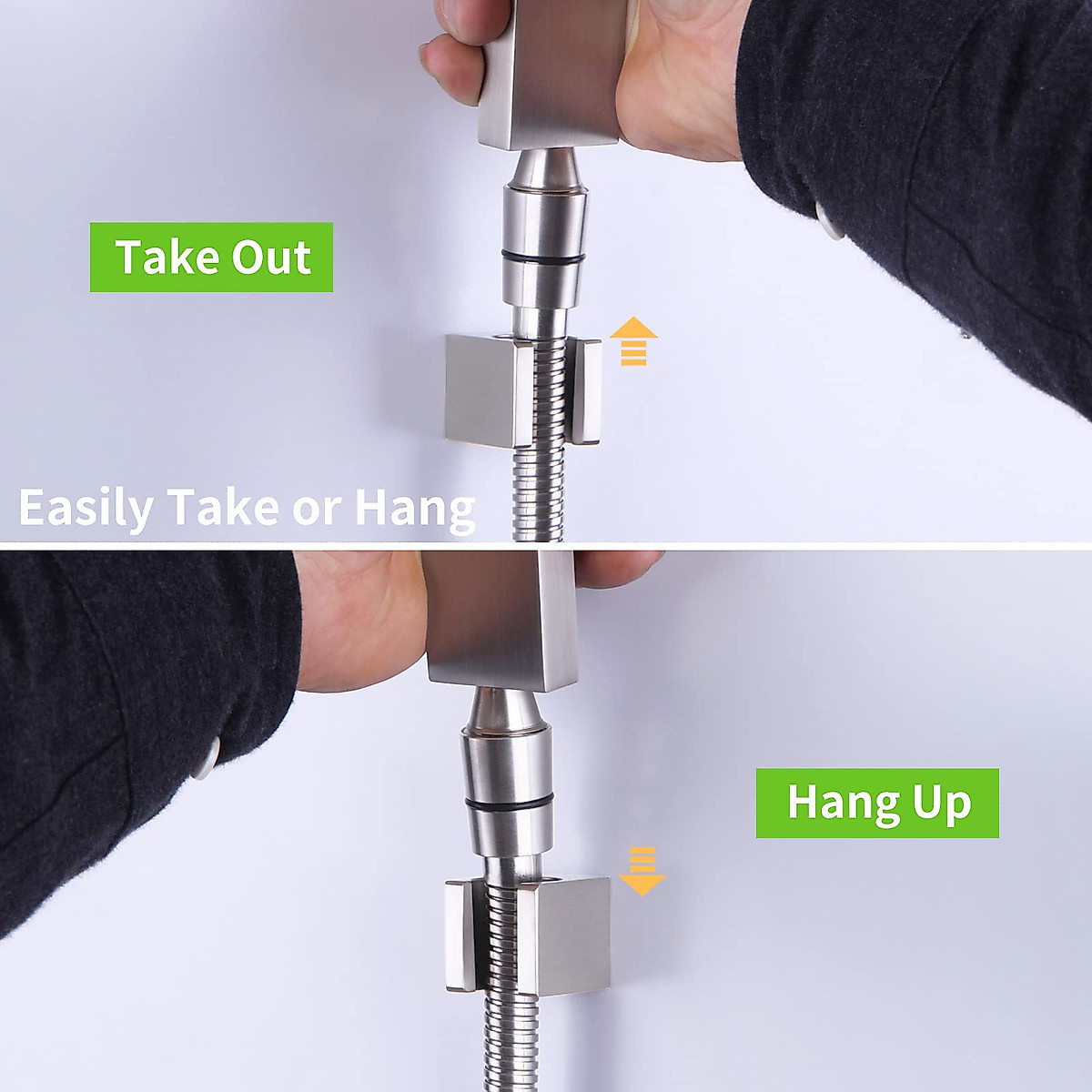 Handheld Shower Head Holder, Angle Simple Brass Shower Handle Holder, Bidet Sprayer Holder, Shower Head Bracket, Hand Held Shower Wand Holder, Shower Arm Holder Wall Mount, Brushed Nickel