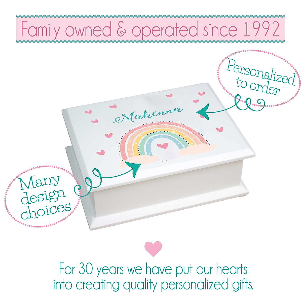 My Bambino Personalized Butterfly Garland Lift Top Jewelry Box